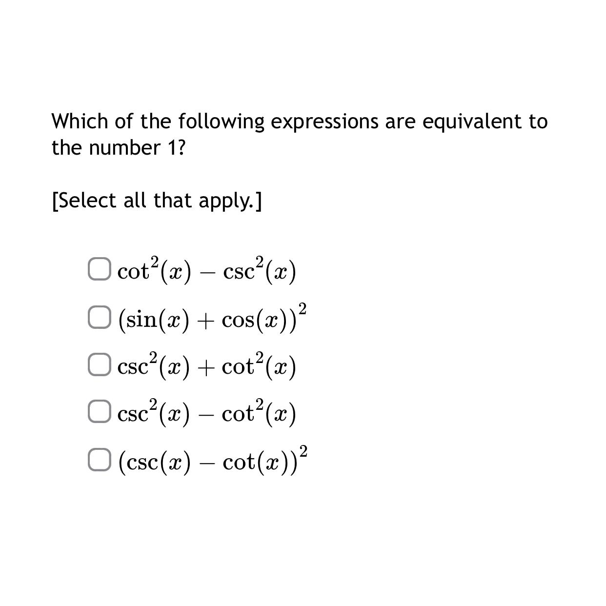 Solved Which of the following expressions are equivalent to | Chegg.com