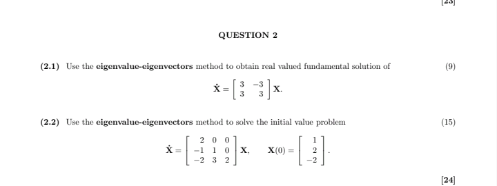 Solved QUESTION 2(2.1) ﻿Use the eigenvalue-eigenvectors | Chegg.com