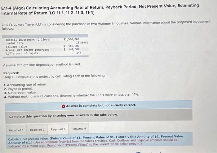 Solved E11-4 (Algo) Calculating Accounting Rate of Return, | Chegg.com
