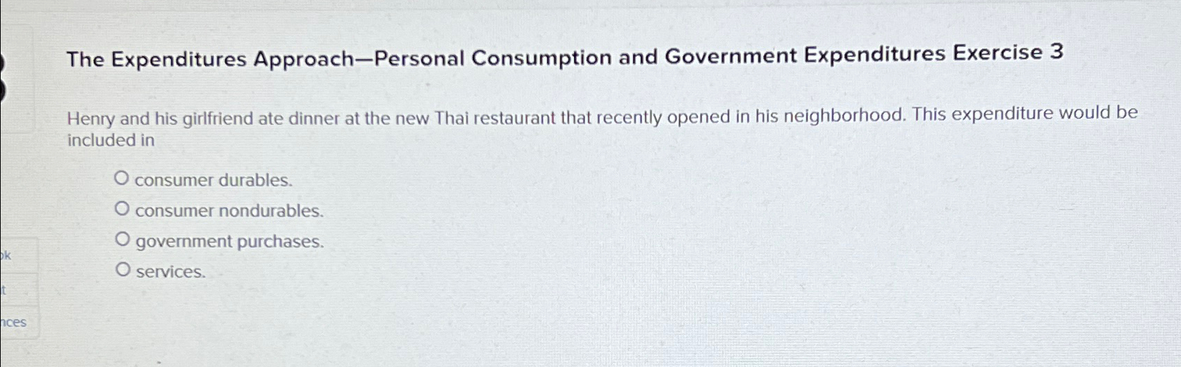 Solved The Expenditures Approach-Personal Consumption and | Chegg.com