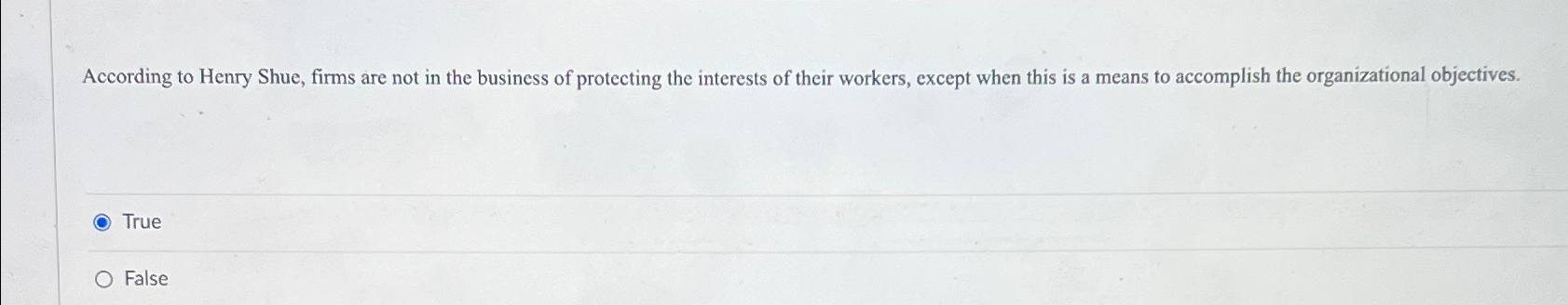 Solved According to Henry Shue, firms are not in the | Chegg.com