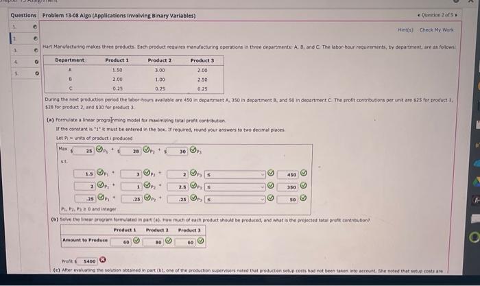 Solved Hint(s) Check My Work 52. for troduct Z4 and $30 for | Chegg.com