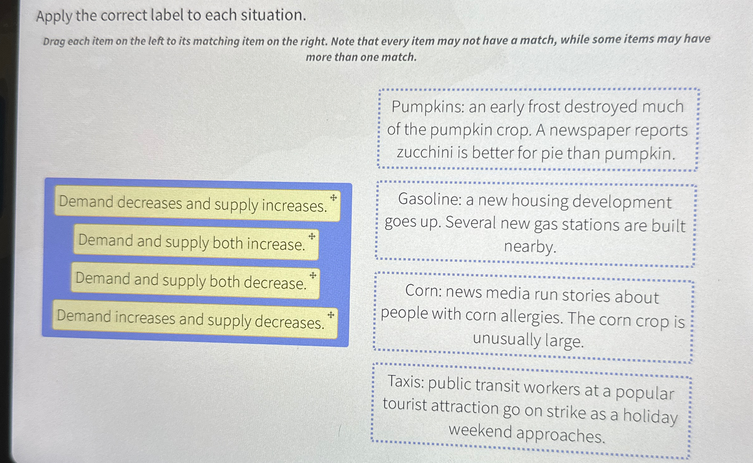 Solved Apply the correct label to each situation.Drag each | Chegg.com