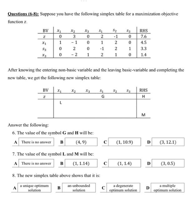 Solved Questions (6-8): Suppose you have the following | Chegg.com
