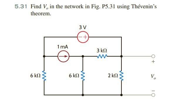 Solved 5.31 Find Vo in the network in Fig. P5.31 using | Chegg.com