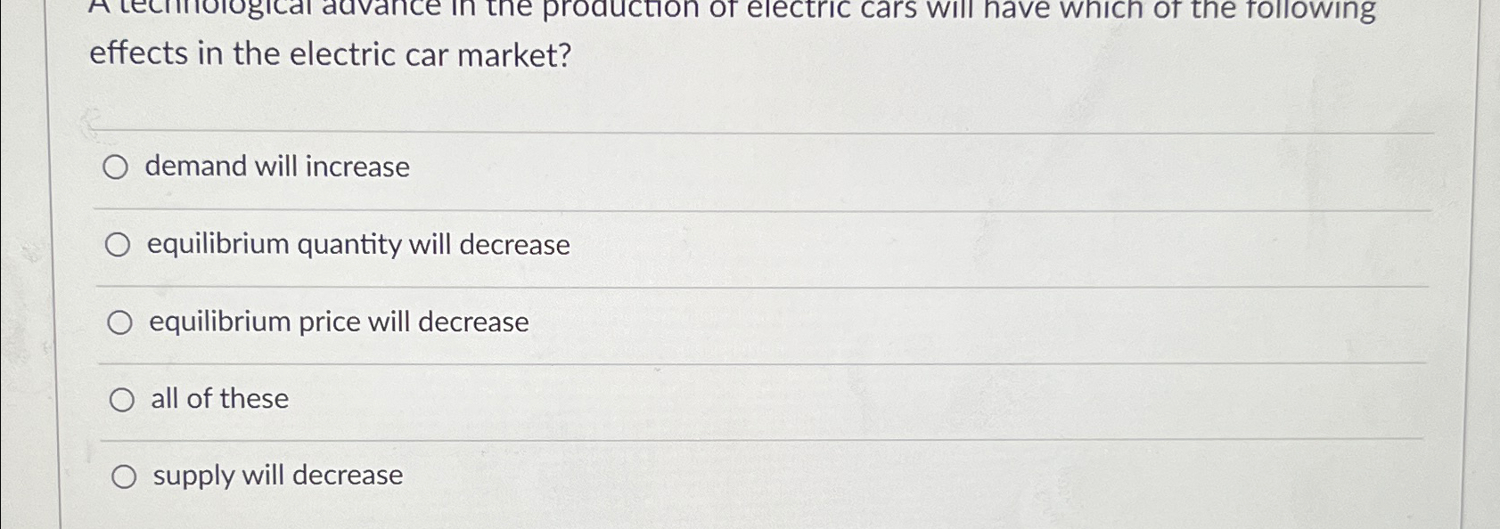 Solved effects in the electric car market?demand will | Chegg.com