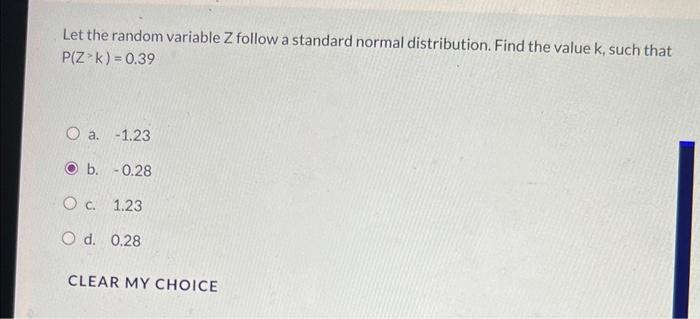 Solved Let the random variable Z follow a standard normal | Chegg.com