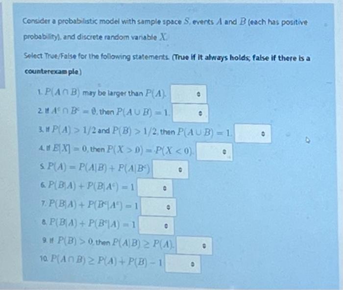 Consider a probabilistic model with sample space S, | Chegg.com
