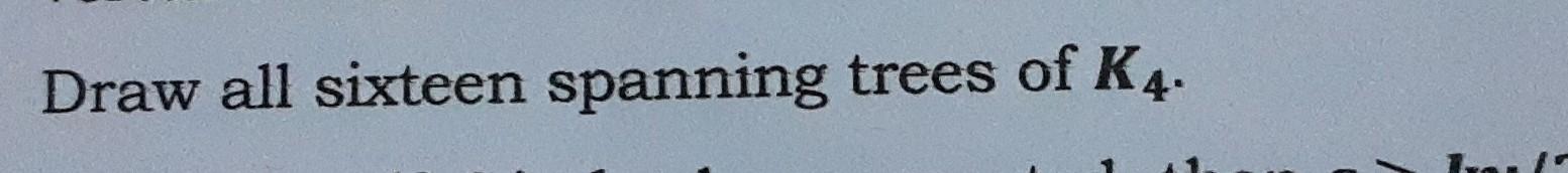 Solved Draw all sixteen spanning trees of K4. | Chegg.com