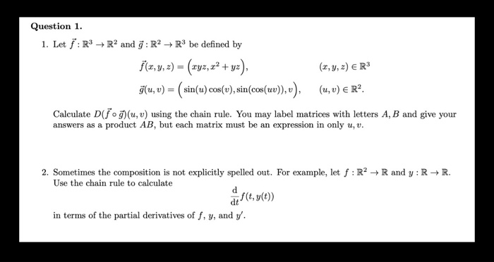 Solved Question 1. 1. Let f: R3 R2 and 9: R2 R3 be defined | Chegg.com