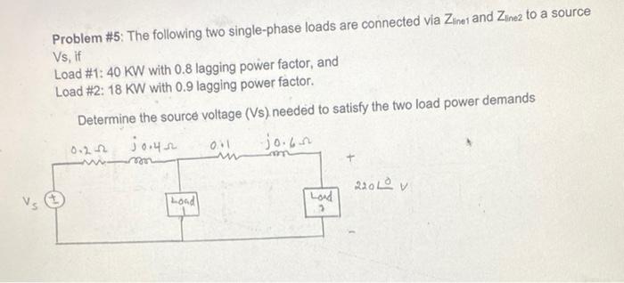 Solved Problem #5: The following two single-phase loads are | Chegg.com