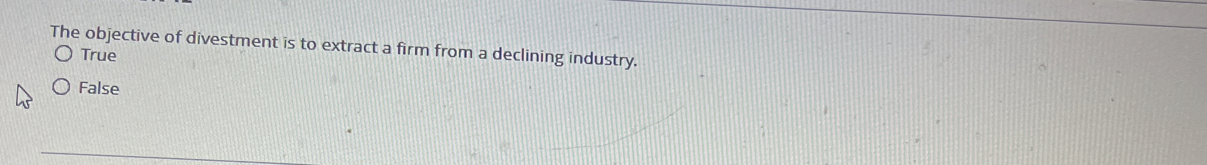 Solved The objective of divestment is to extract a firm from | Chegg.com