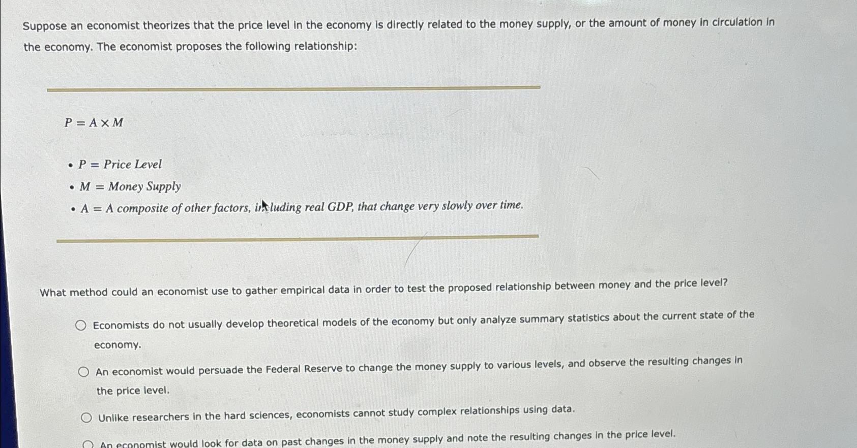 Solved Suppose an economist theorizes that the price level | Chegg.com