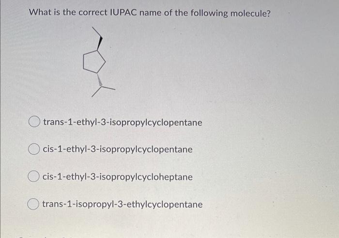 Solved What is the correct IUPAC name of the following | Chegg.com