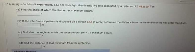 Solved In a Young's double-slit experiment, 633−nm taser | Chegg.com