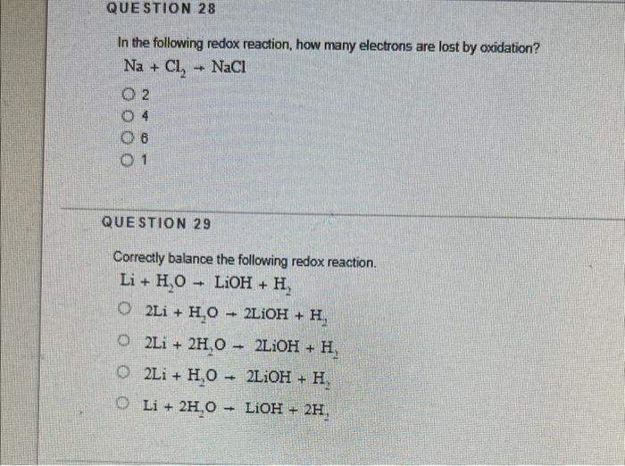Solved In the following redox reaction, how many electrons | Chegg.com