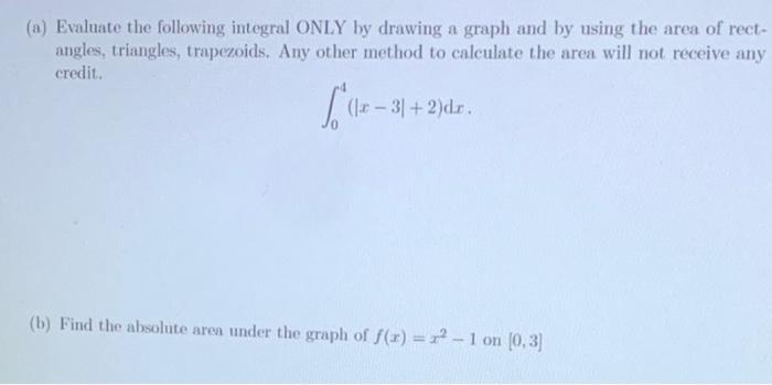 Solved (a) Evaluate the following integral ONLY by drawing a | Chegg.com