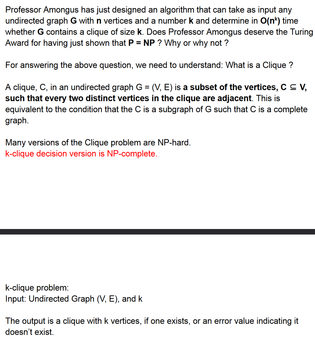 Solved Professor Amongus has just designed an algorithm that | Chegg.com