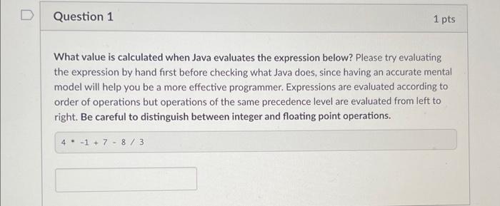 Solved What value is calculated when Java evaluates the | Chegg.com