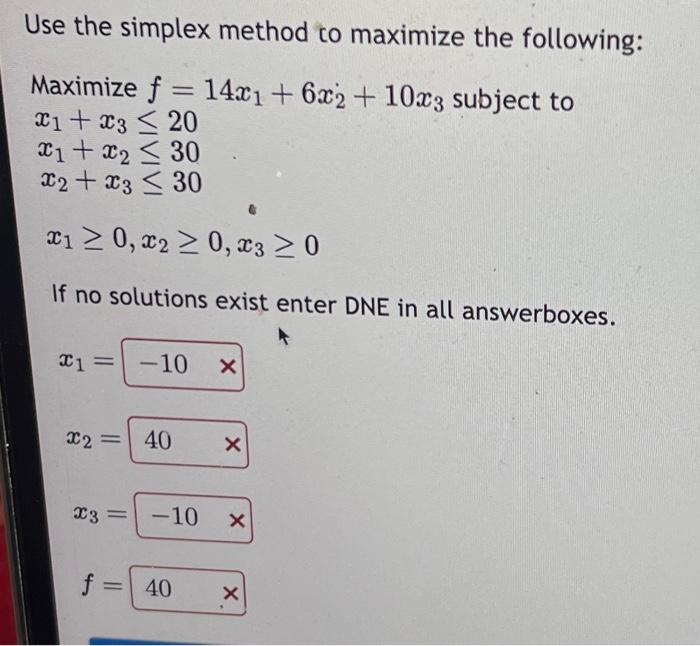 Solved Use the simplex method to maximize the following: | Chegg.com