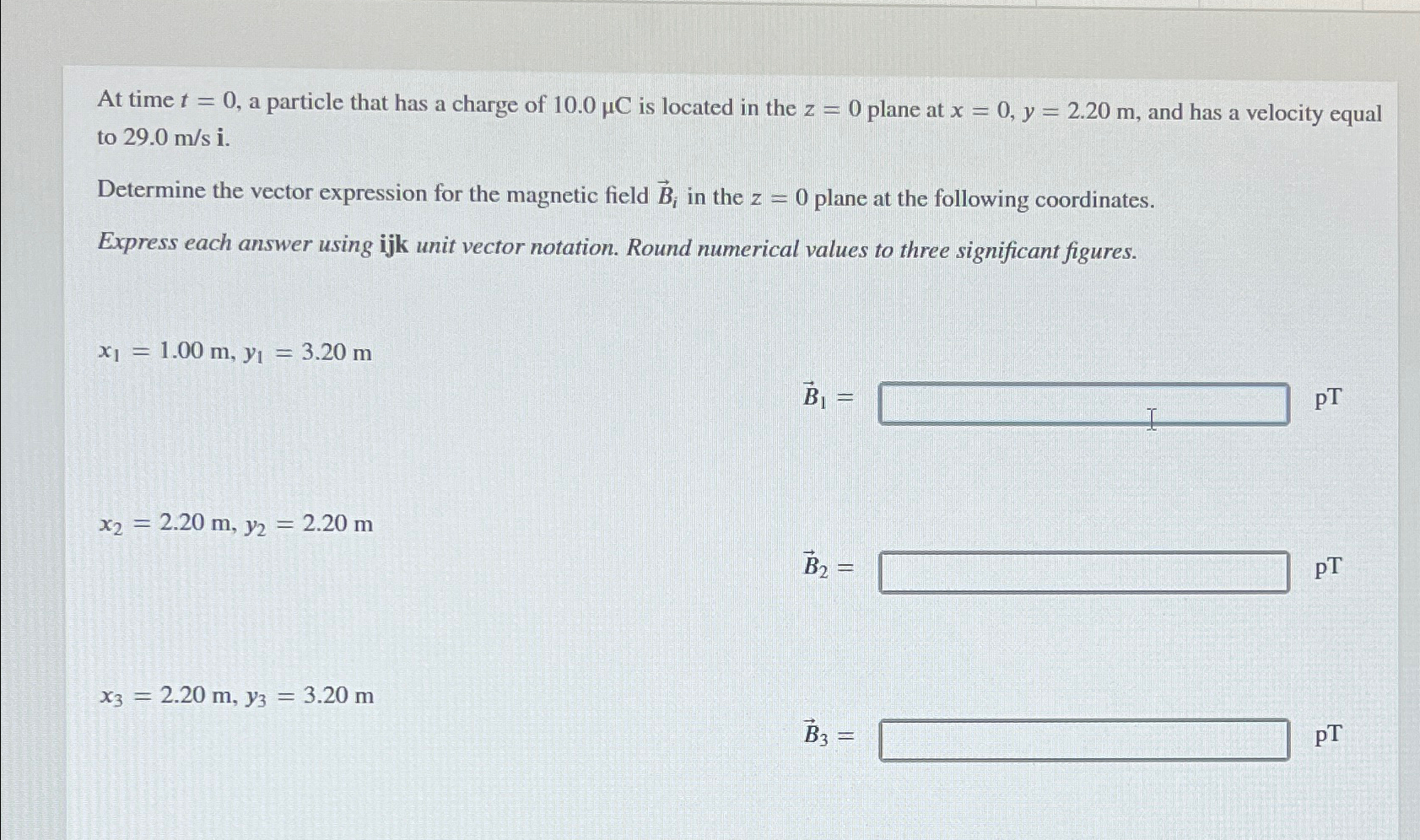 Solved At time t=0, ﻿a particle that has a charge of 10.0μC | Chegg.com