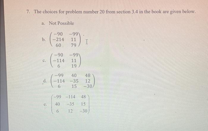 Solved Use matrices A-F to perform the indicated operations, | Chegg.com
