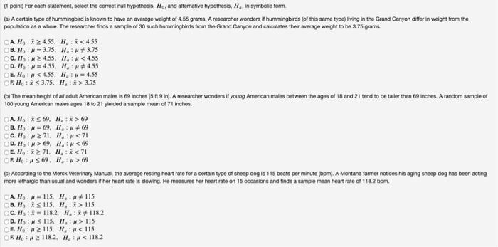 Solved (t points For each statement, select the correct nut | Chegg.com