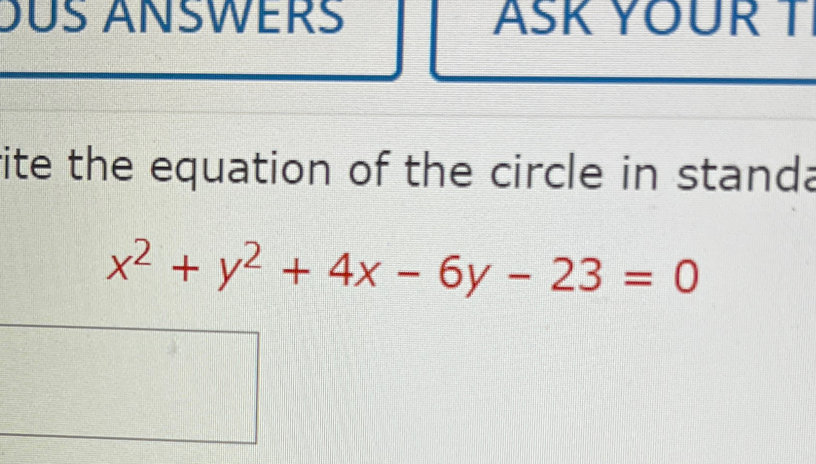 Solved ite the equation of the circle in | Chegg.com Solved ite the equation of the circle in | Chegg.com