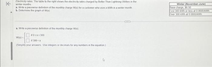 Solved Electricity rates. The table to the right shows the | Chegg.com