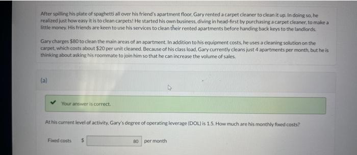 Solved After spilling his plate of spaghetti all over his | Chegg.com