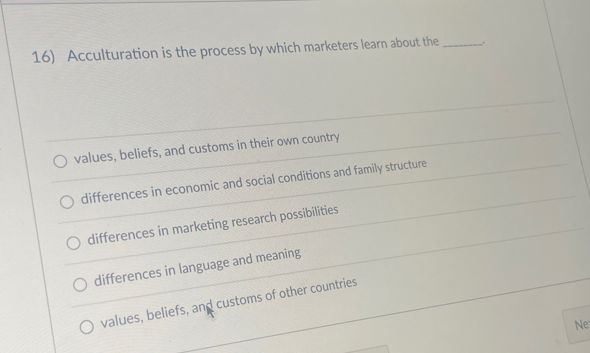 Solved Acculturation is the process by which marketers learn | Chegg.com