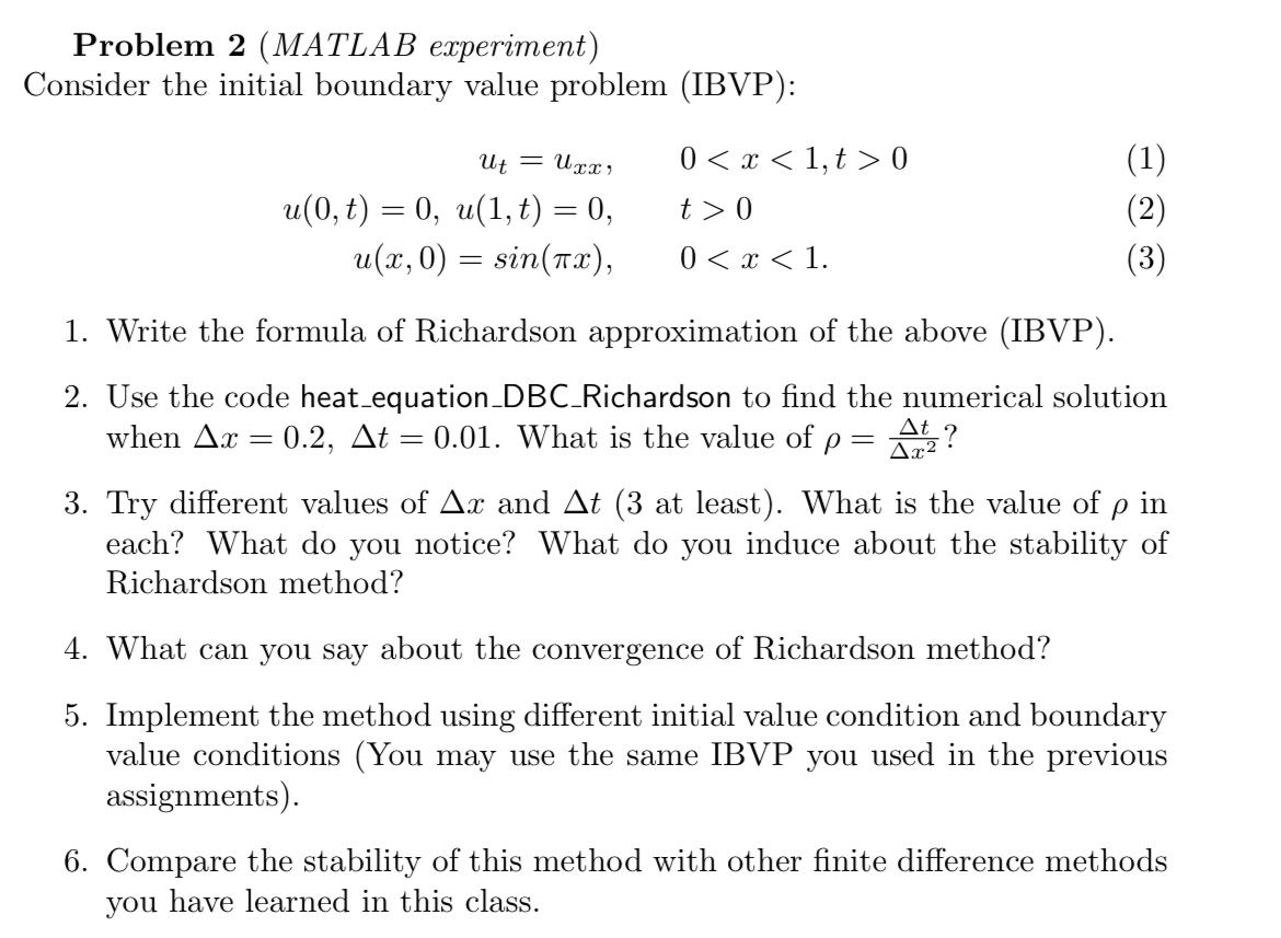 Problem 2 (MATLAB experiment)Consider the initial | Chegg.com