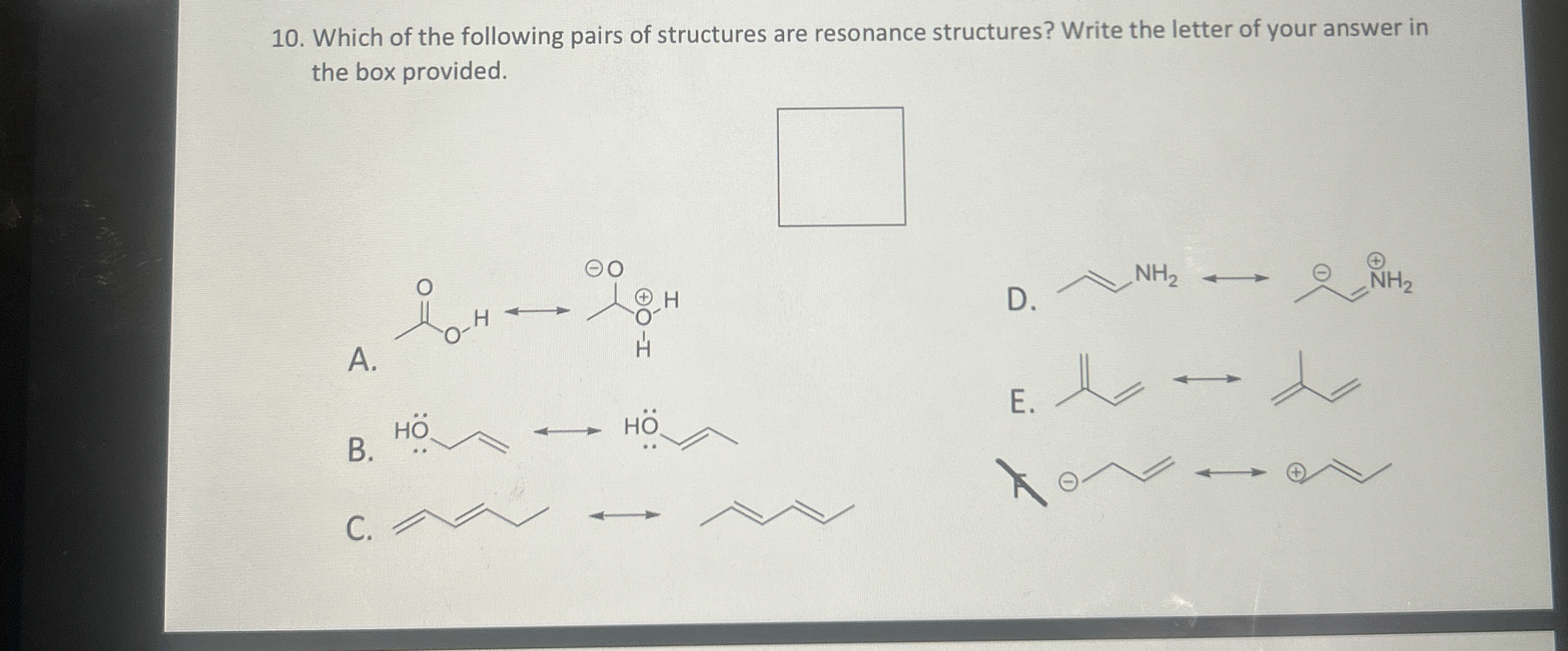 Which of the following pairs of structures are | Chegg.com