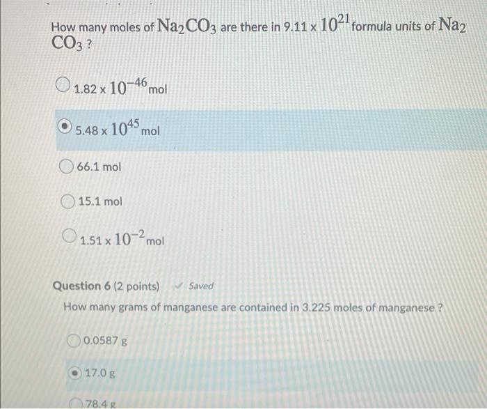 Solved How many moles of Na2CO3 are there in 9.11 x 1021 | Chegg.com