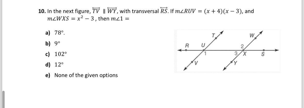 Solved In the next figure, TVharr||WYharr, ﻿with transversal | Chegg.com