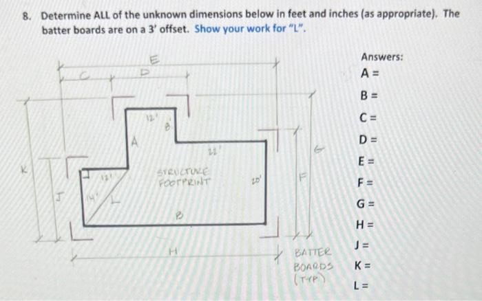Solved 8. Determine ALL of the unknown dimensions below in | Chegg.com