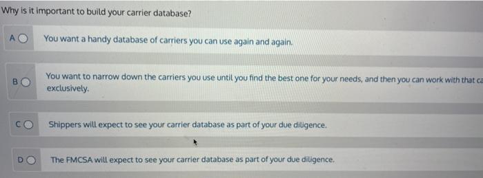 Solved Why is it important to build your carrier database? | Chegg.com