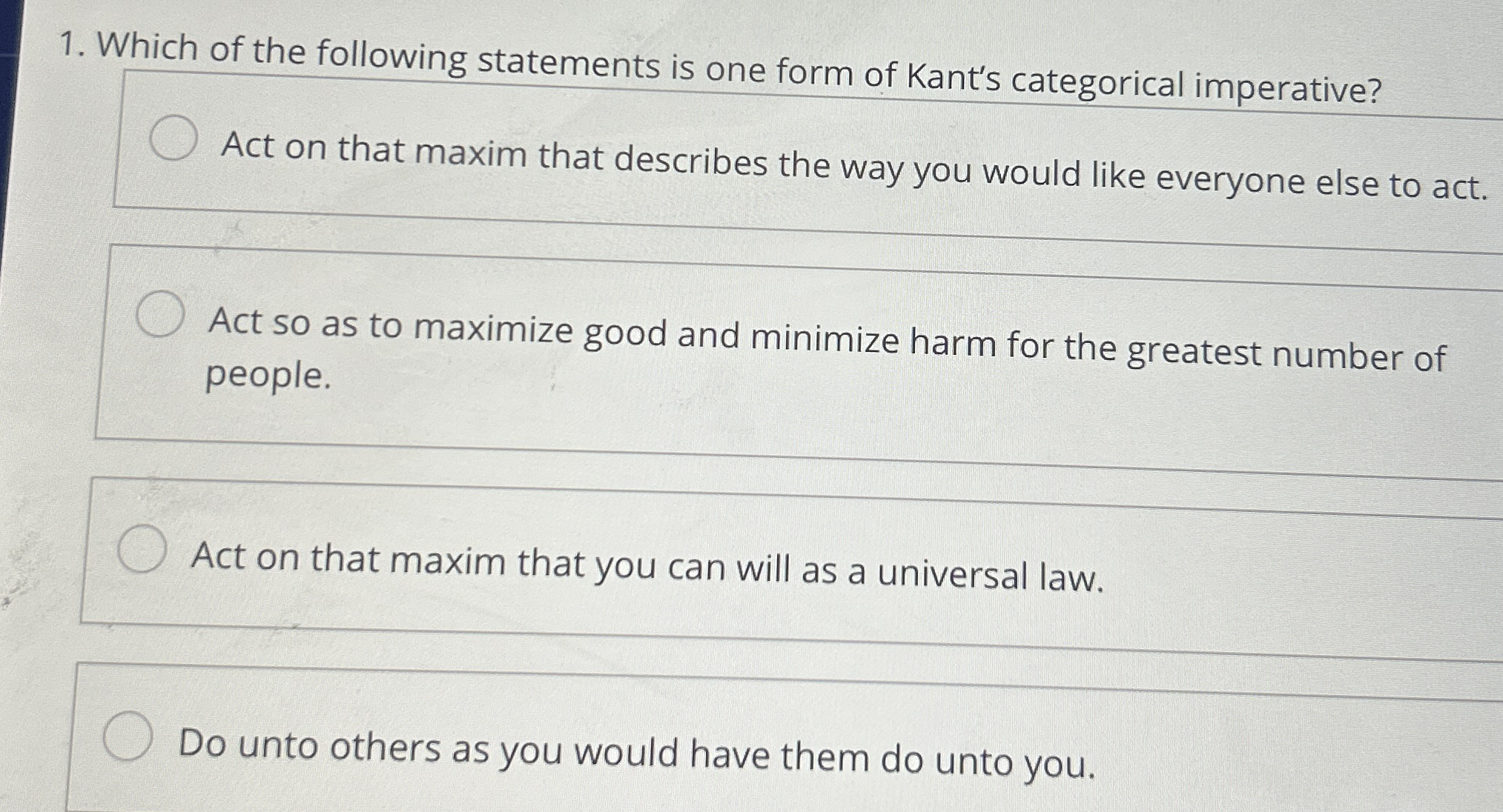 Solved Which of the following statements is one form of | Chegg.com