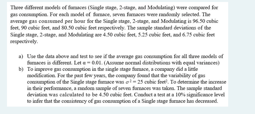 Solved Three different models of furnaces (Single stage, | Chegg.com