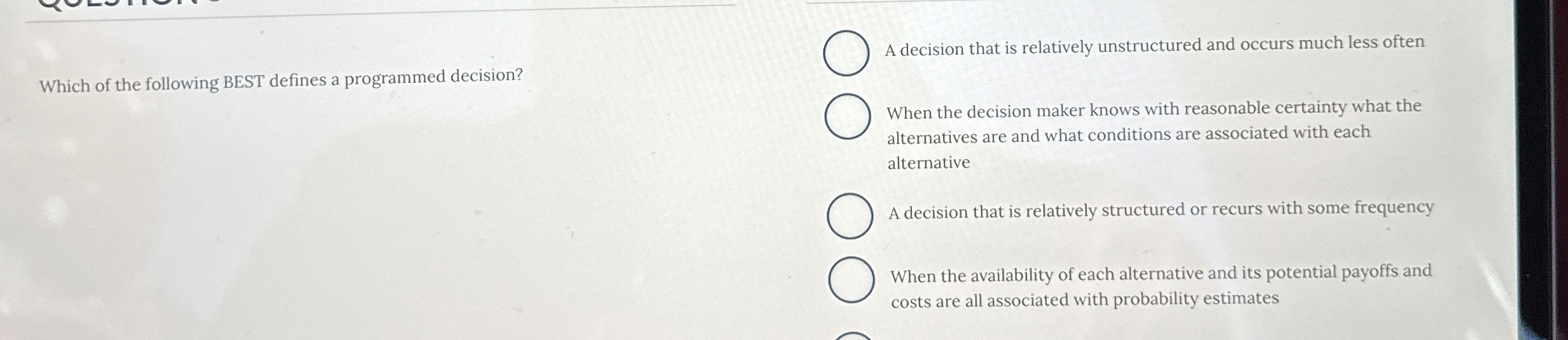 Solved Which of the following BEST defines a programmed | Chegg.com