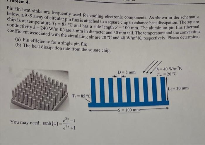 Solved m 4. Pin-fin heat sinks are frequently used for | Chegg.com