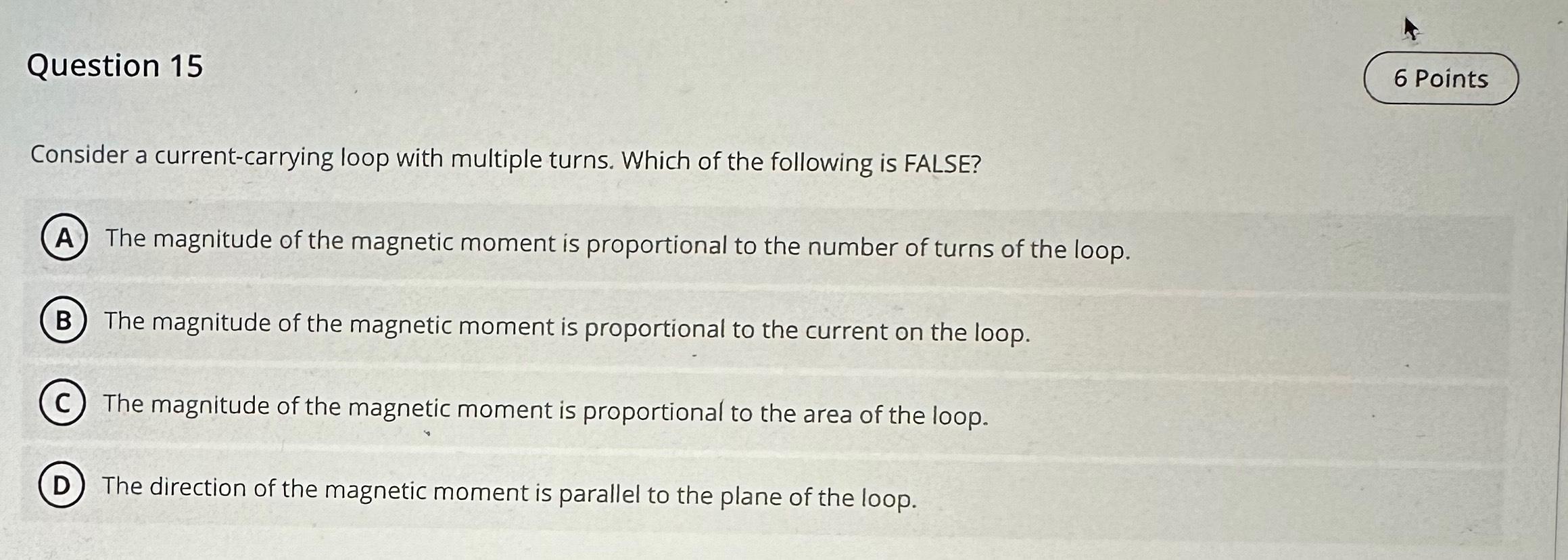 Solved Question 156 ﻿PointsConsider a current-carrying loop | Chegg.com