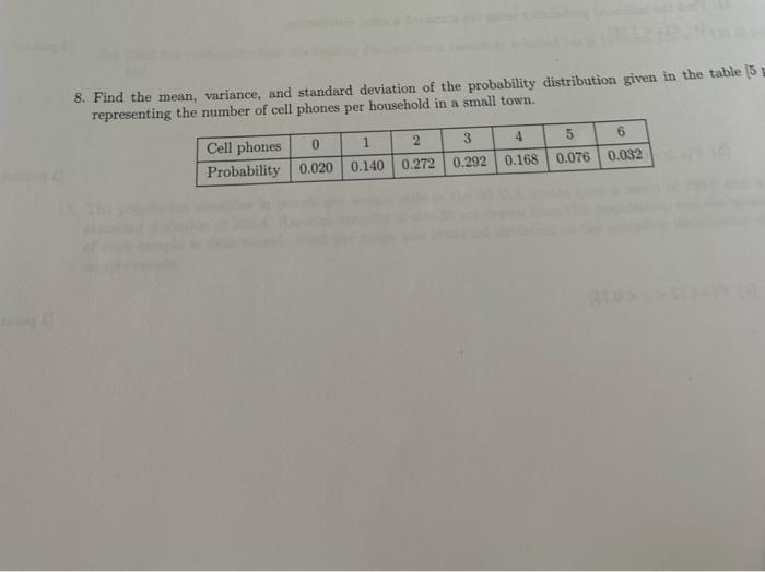 Solved 8. Find the mean, variance, and standard deviation of | Chegg.com