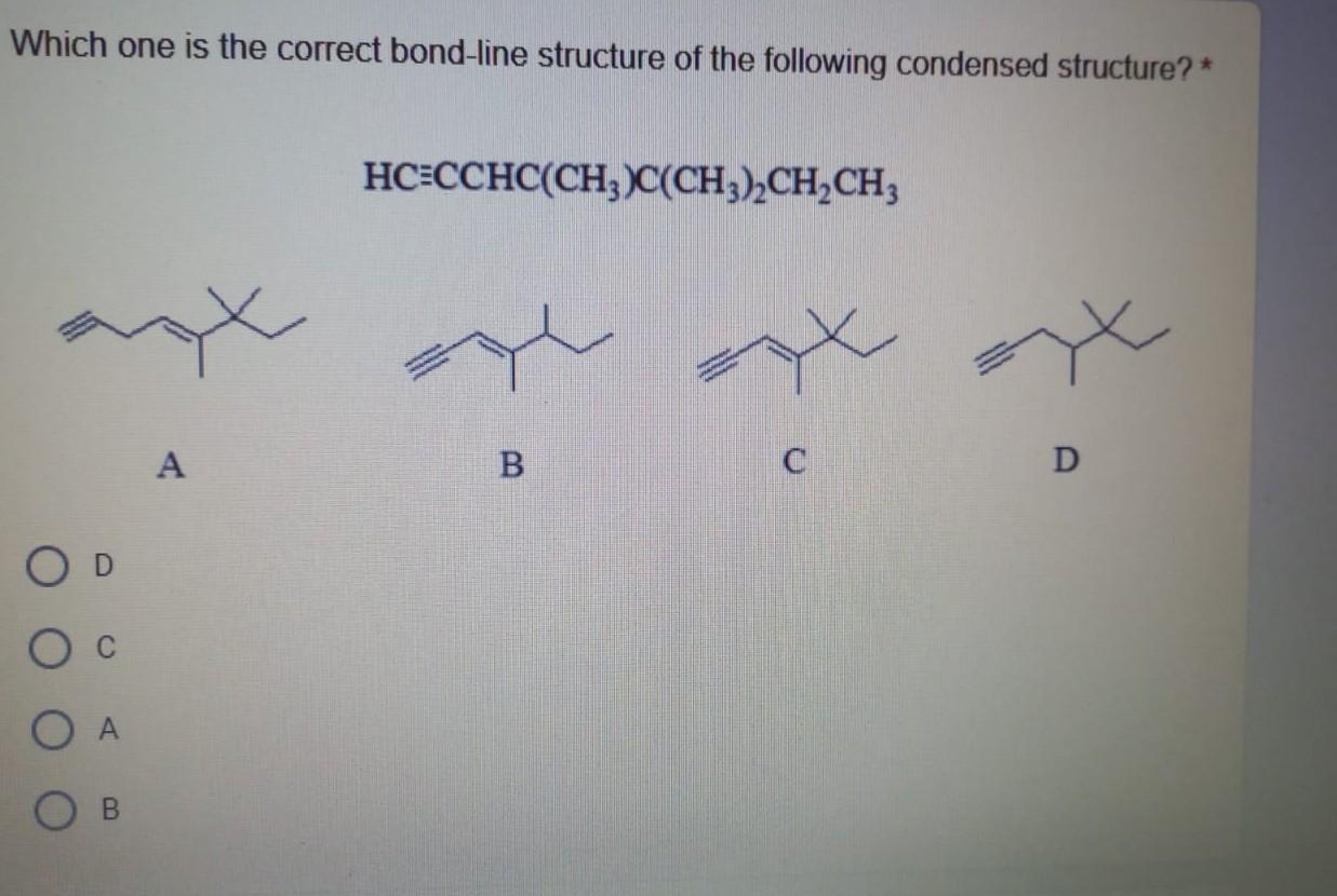 Solved Which one is the correct bond-line structure of the | Chegg.com