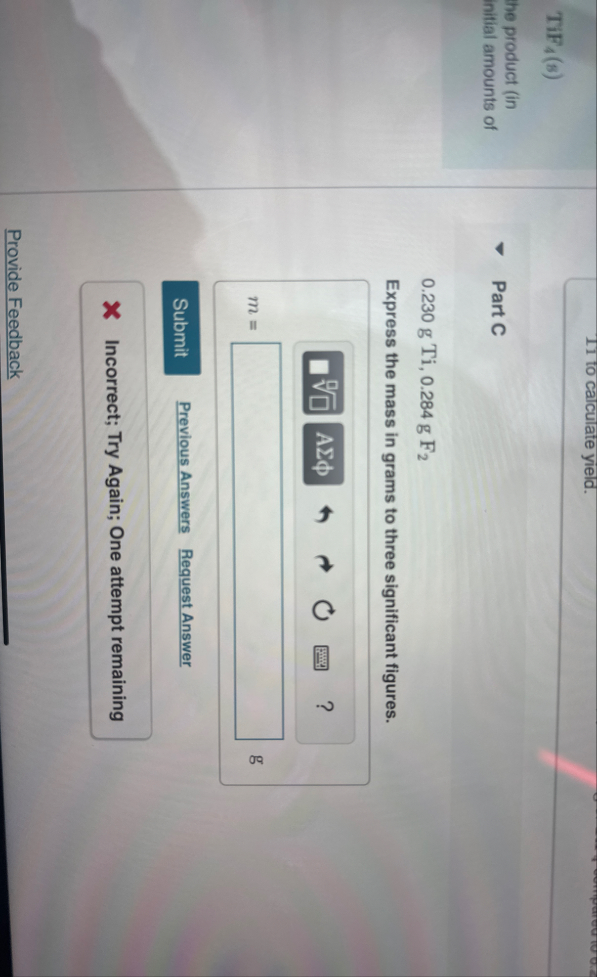 Solved 11 ﻿to calculate yield.TiF4(s)the product (ininitial | Chegg.com