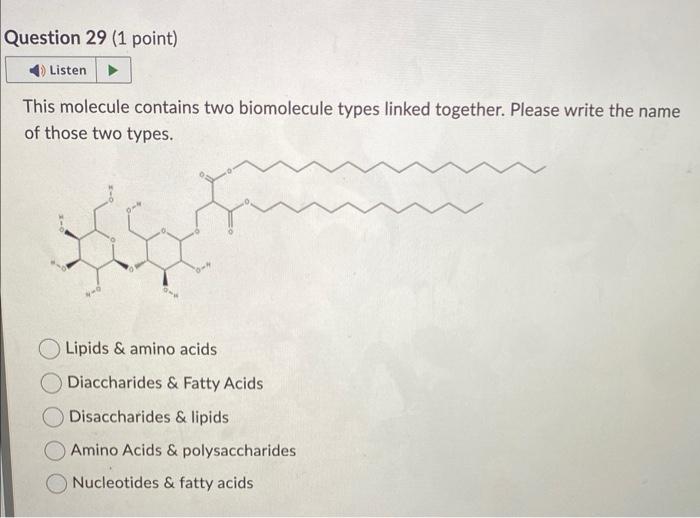 Solved This molecule contains two biomolecule types linked | Chegg.com