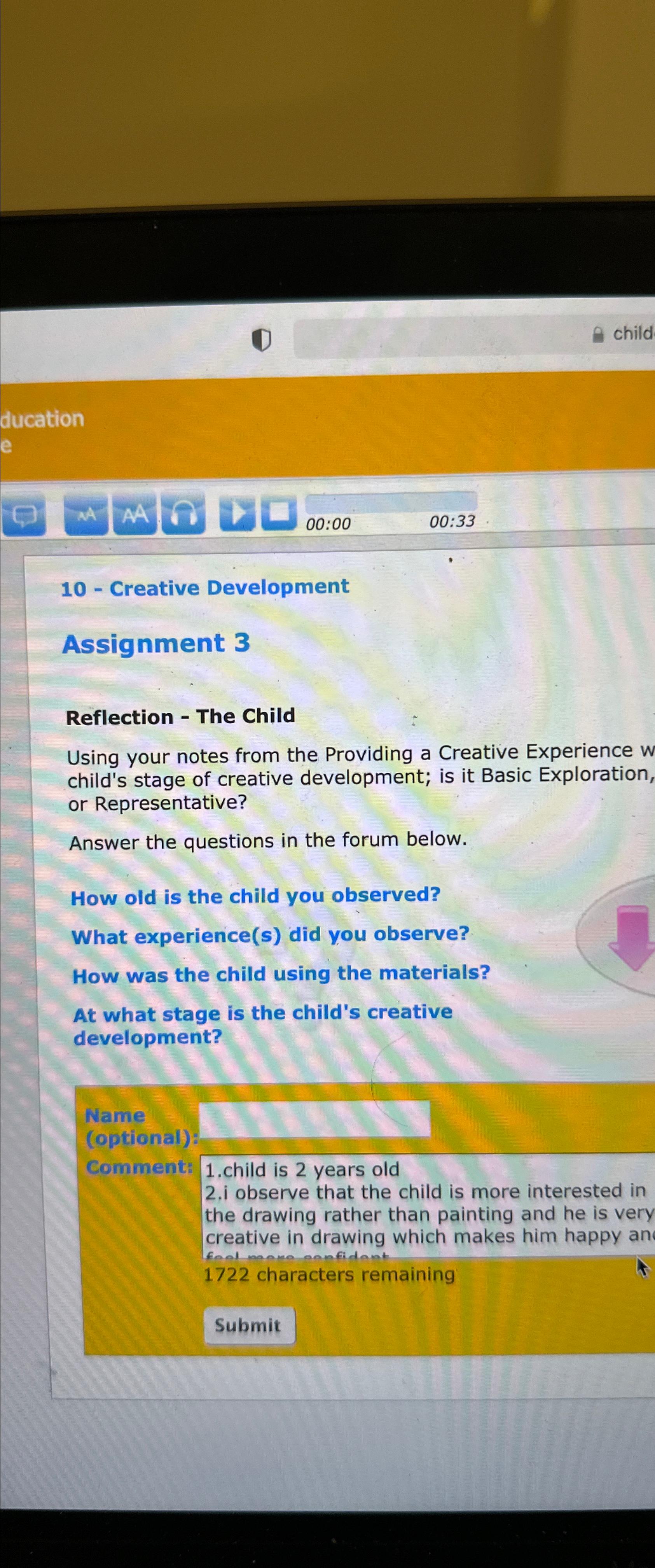 Solved 10 - ﻿Creative DevelopmentAssignment 3Reflection - | Chegg.com