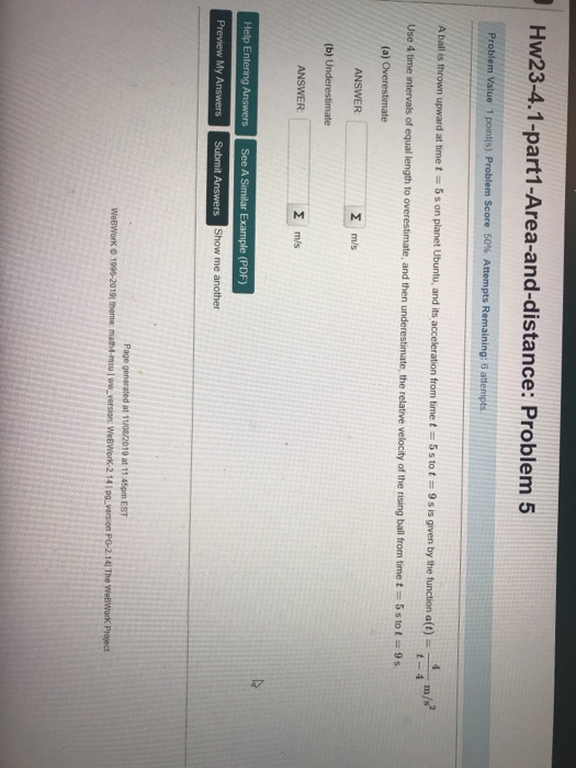 Solved Hw23-4.1-part1-Area-and-distance: Problem 5 Problem | Chegg.com