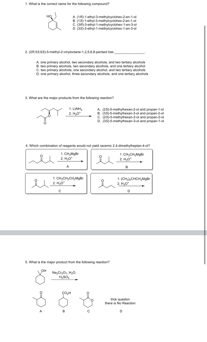 Solved What is the correct name for the following | Chegg.com