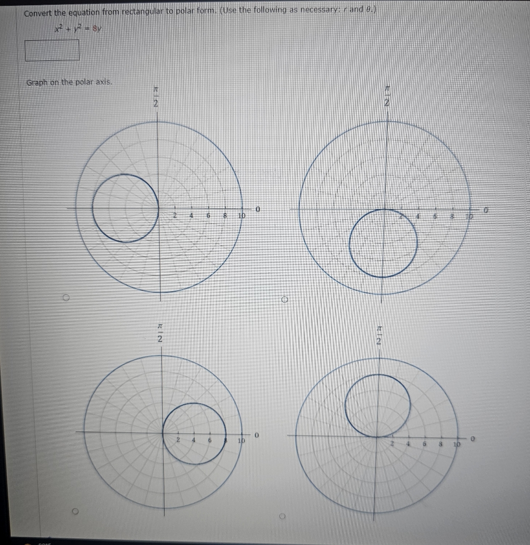 Solved Convert the equation from rectangular to polar form. | Chegg.com